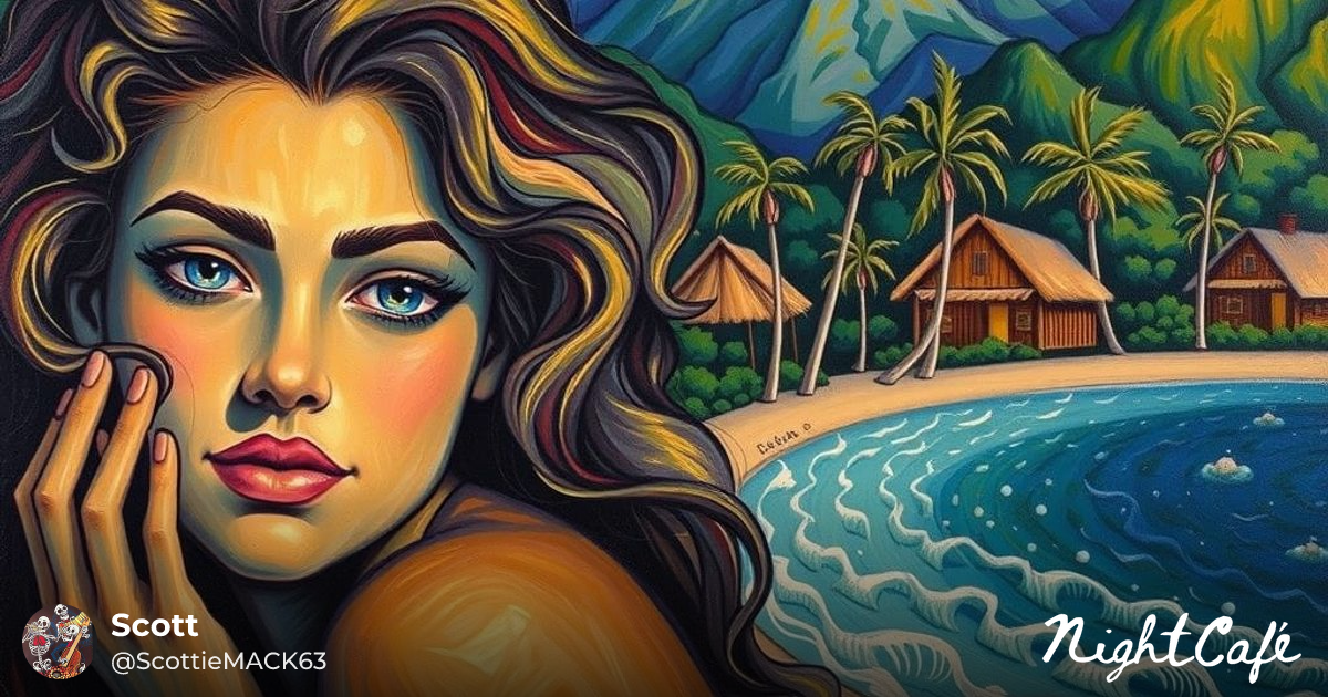 Exotic Island Goddess with Luxurious Locks - AI Art