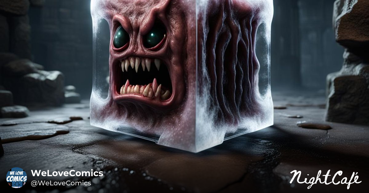 Scary Oozing Cube in Haunted Dungeon, Hyperrealist... - AI Art