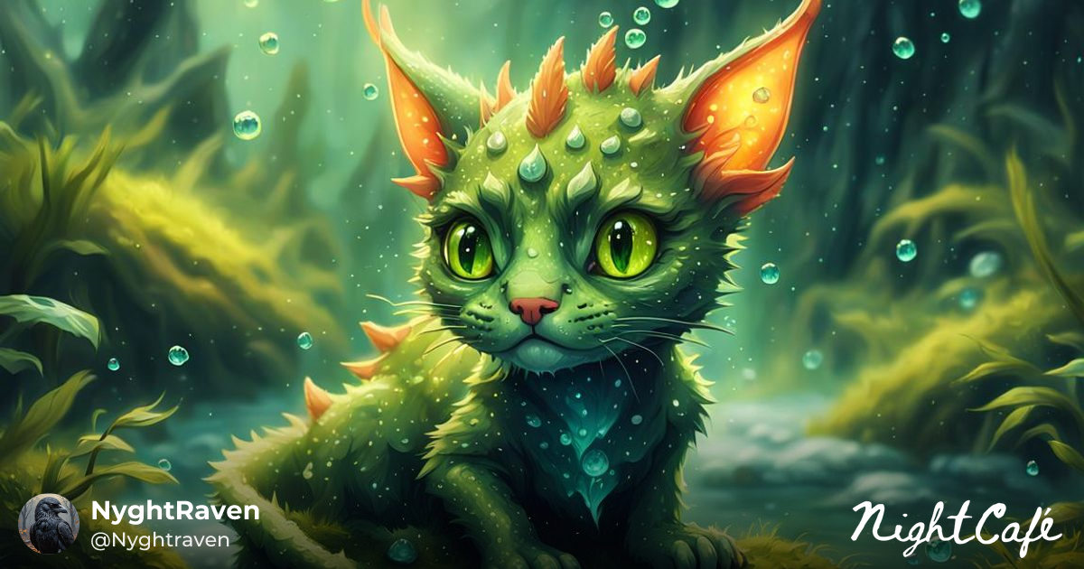 Mossy Feline Dragon Fairytale Concept Art - AI Art