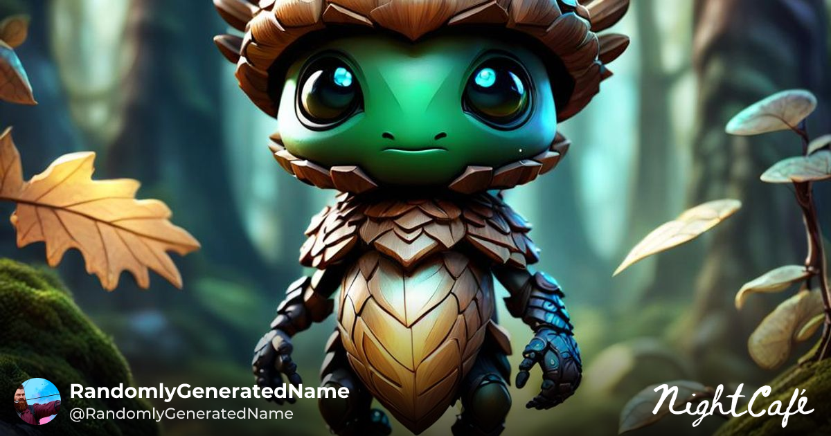 Aceed - Futuristic Chibi Acorn Humanoid in Mystical Forest