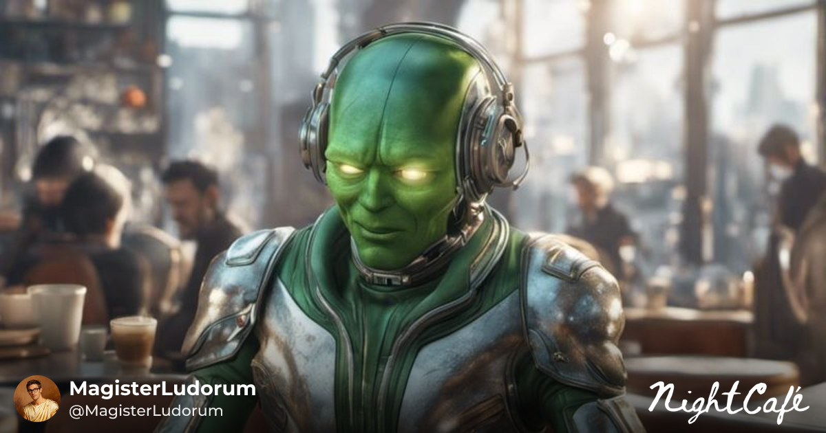 Little Green Man or Brainiac? - Smiling Alien Sipping Latte ...