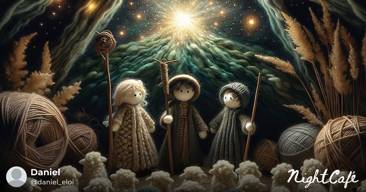 Cozy Stop-Motion Night Scene with Woolen Figures - AI Art