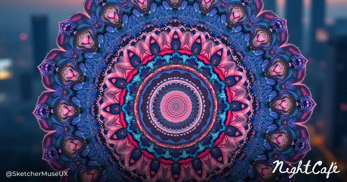 Vibrant Mandala in Neon Cityscape - AI Art