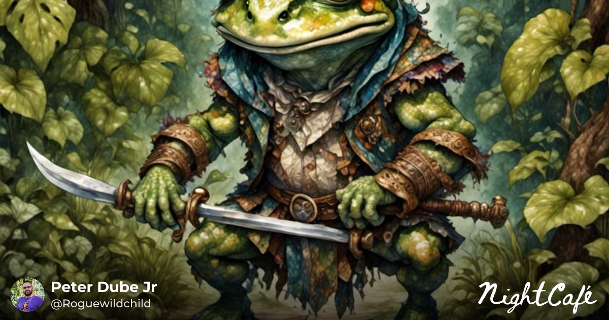 Frog Barbarian in Muddy Jungle, Ink and Oil - AI Art