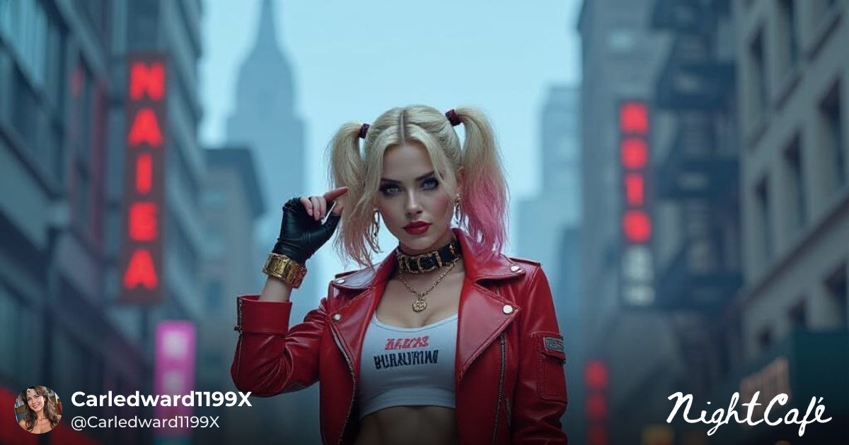 Cyberpunk Harley Quinn hippie girl Ginger