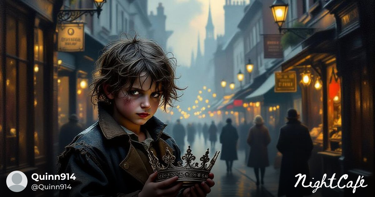 Victorian Street Market at Dusk in Moody Oil Paint... - AI Art