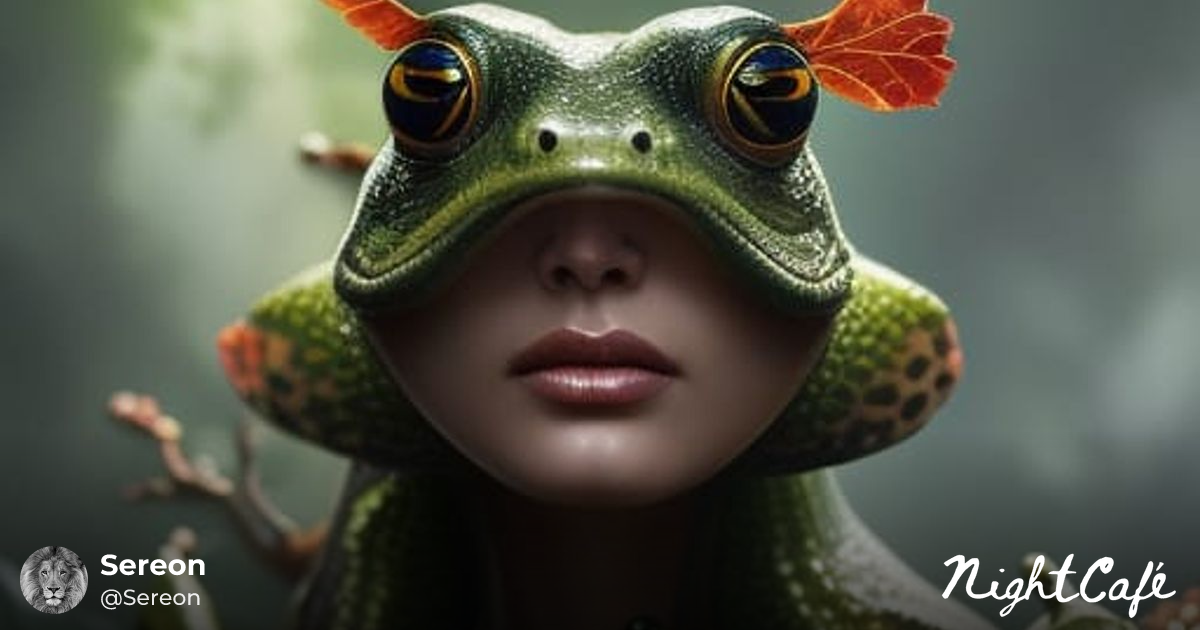 Amphibious Frog Woman Portrait in Rococo Style - AI Art
