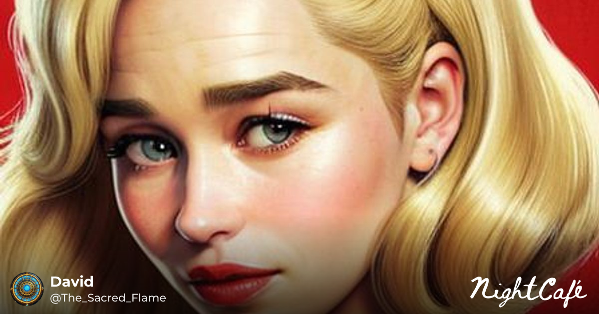 in close-up blonde Emilia Clarke is a girl / Full-length view / 50s ...