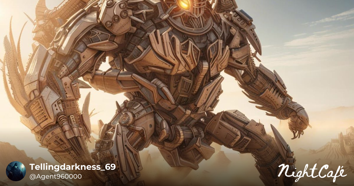 Transformer type robot in desert - Transformer type robot i...