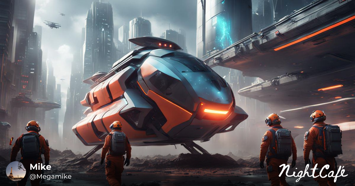 Futuristic Rescue Team in Sci-Fi City, Detailed Ma... - AI Art