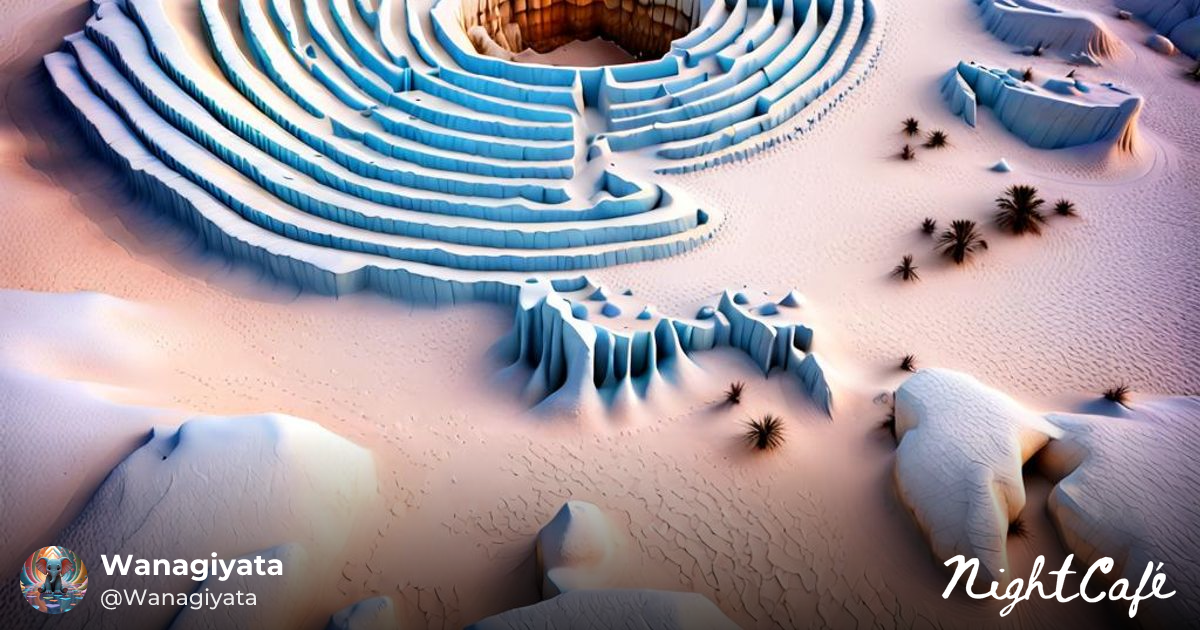 Labyrinth ruins - Rainbow Rock Maze in a White Desert