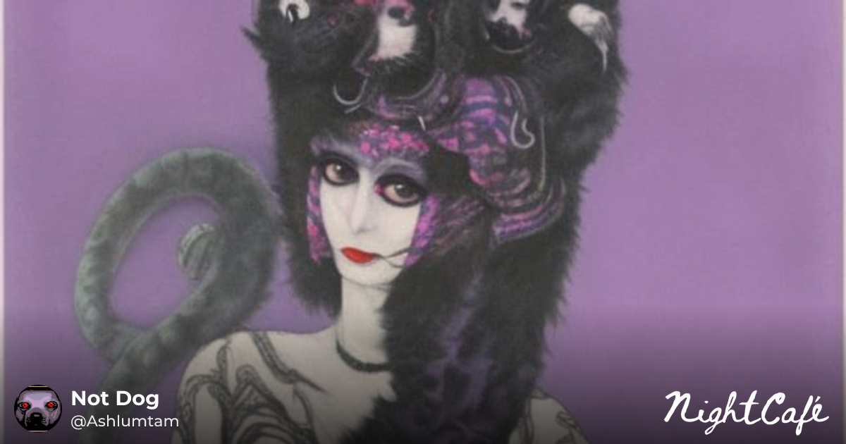 Luisa Casati as Prismatic Snake Cat - AI Art