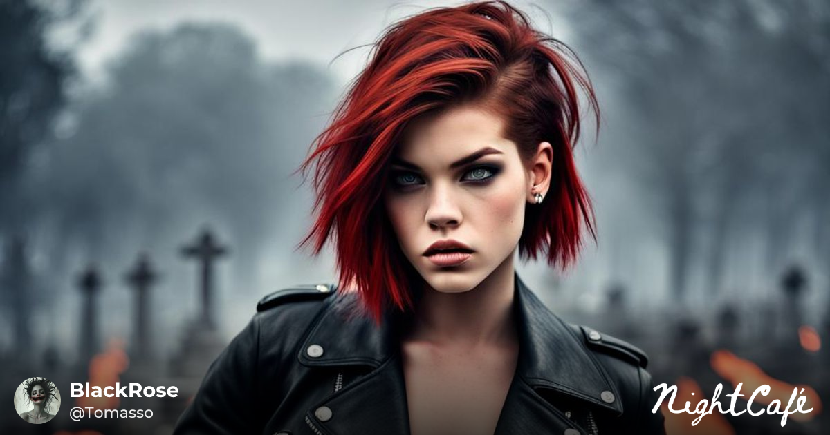 Red hair, punk hairstyle, rock style