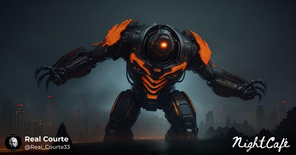 Mechanical Creature in Futuristic Cityscape at Dus... - AI Art