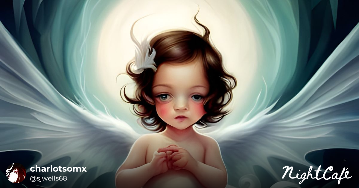 Blue - Baby with Dragon Wings in Rococo Cherubcore Style