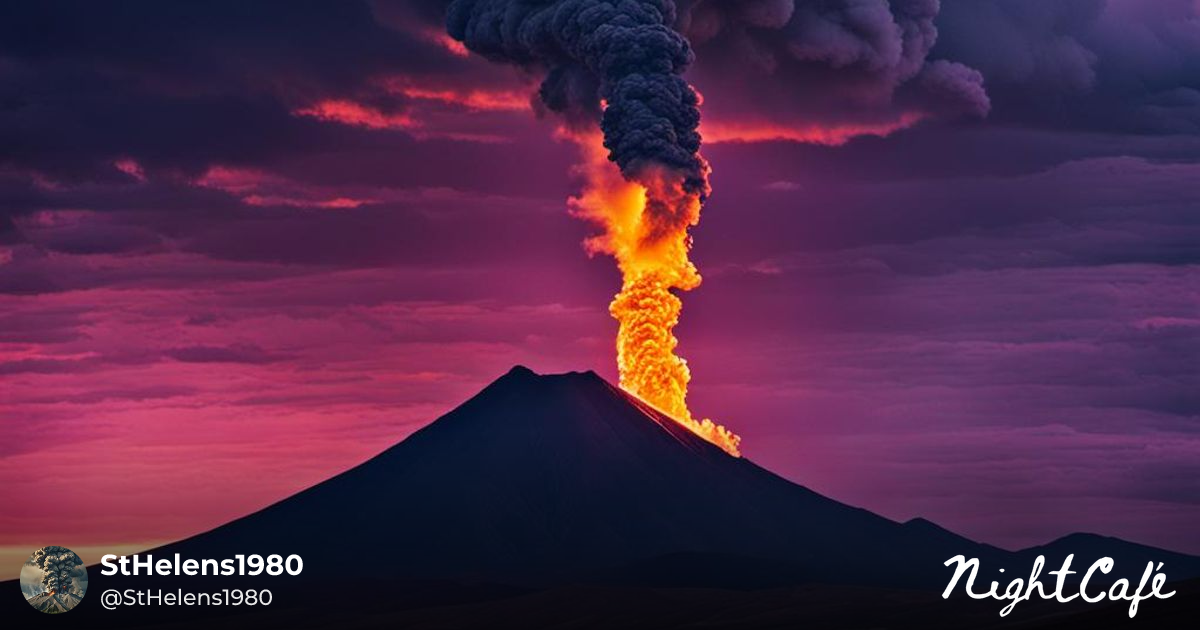 Dramatic Volcano Eruption at Sunset in Cinematic S... - AI Art