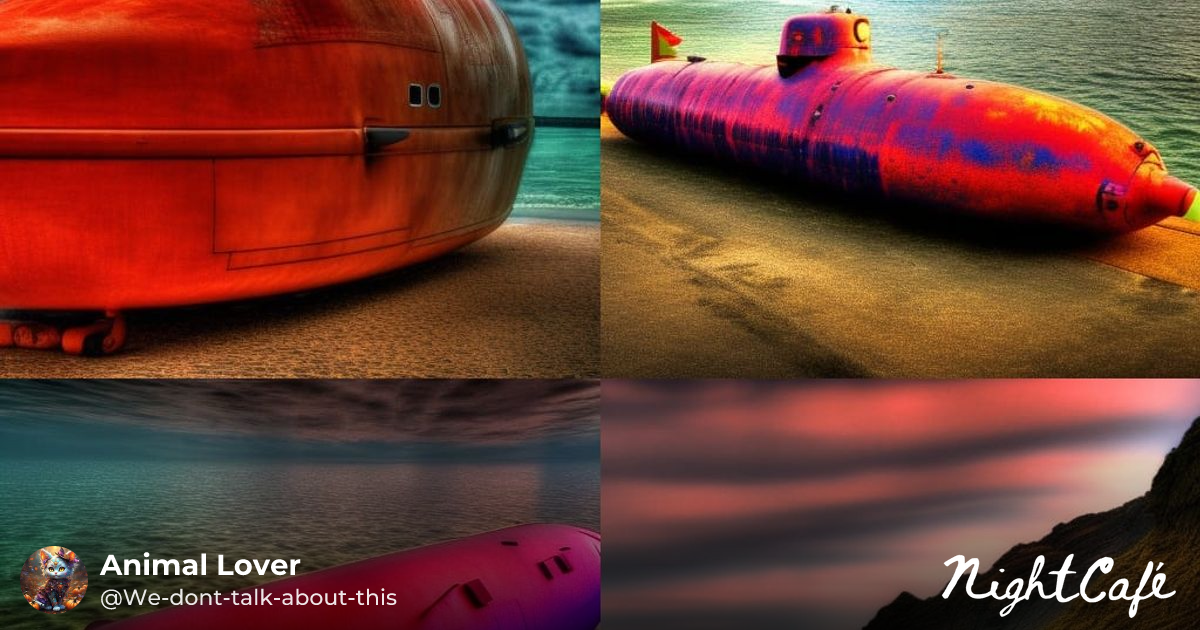 Beached submarine - Hyperrealistic Submarine in Vibrant Colo...