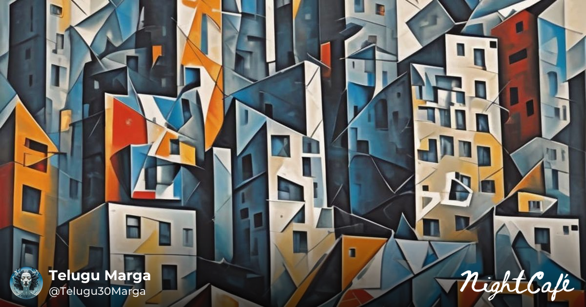 Cubist Cityscape With Geometric Shards - AI Art