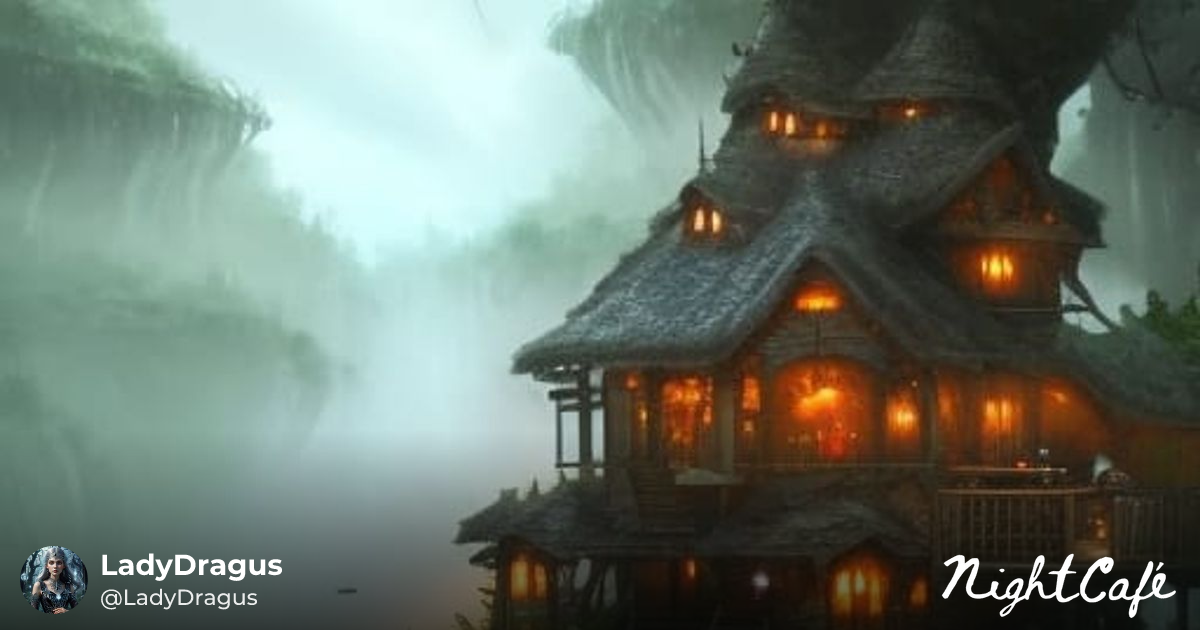 Cozy cottage in a tree house, bonsai, little tree house, flowers ...