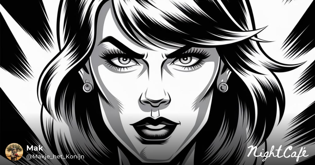 Taylor Swift | Gritty Graphic Novel Caricature (Ideogram 2a Turbo)