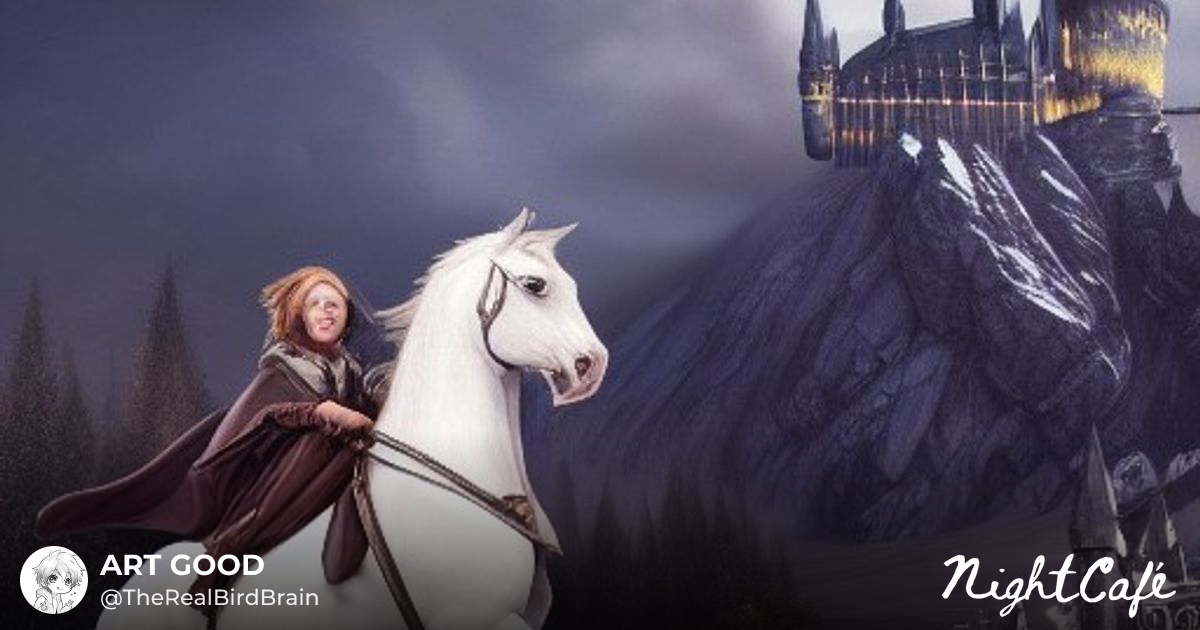 Hogwarts - Harry Potter on White Horse Fantasy Art