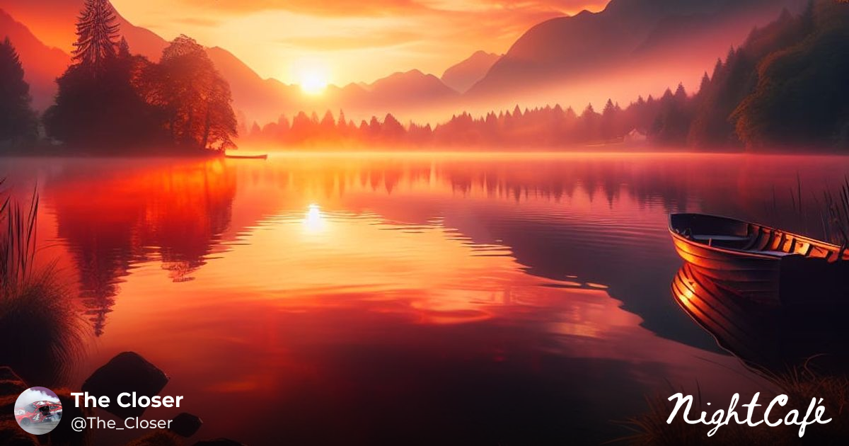 The First Light - Serene Lake at Dawn: First Light Reflectio...