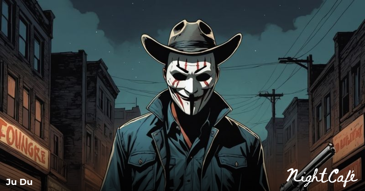 Masked Man with Pistols in Comic Book Style - AI Art