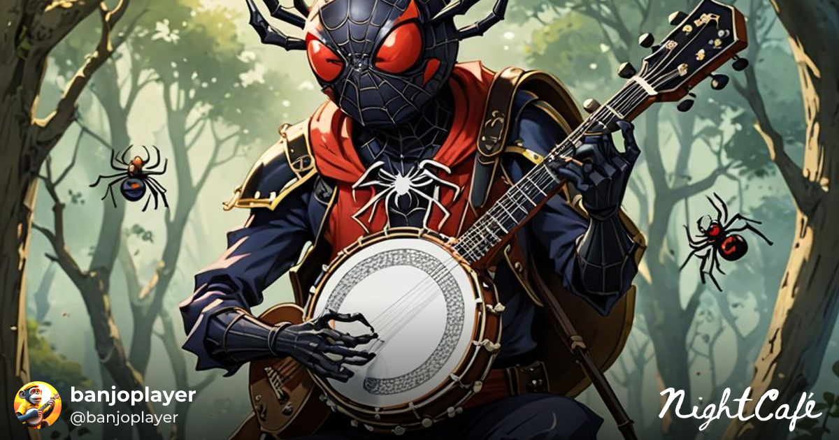 a spider playing a banjo - Spider Plays Banjo in Anime Manga...