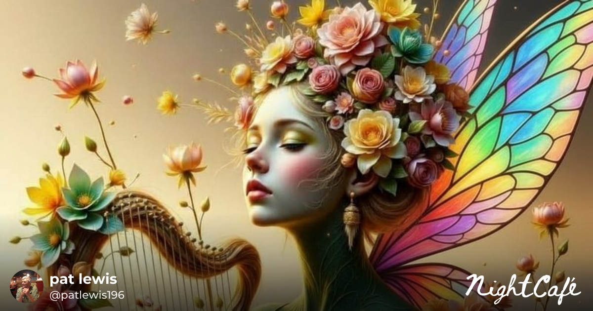 Fairy Elf with Gossamer Wings Among Flowers - AI Art