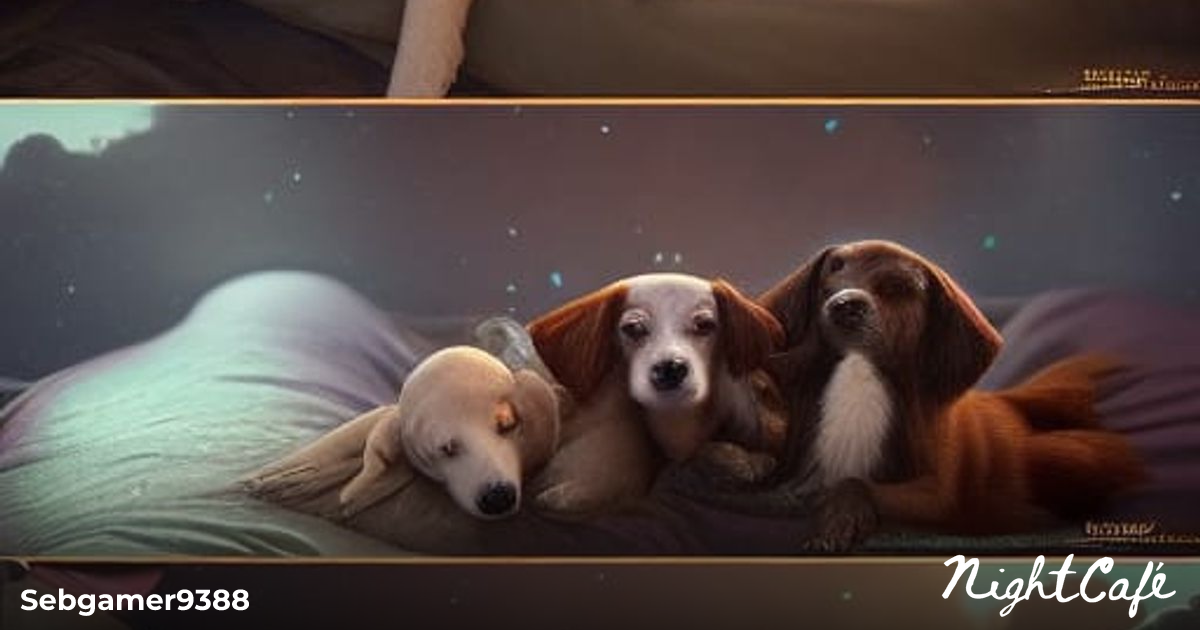 Dogs Pile: A Fantastical Detailed Matte Painting - AI Art