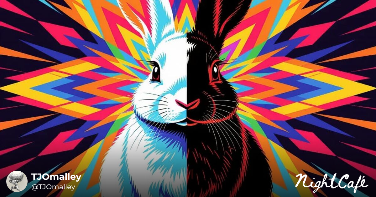 Colorful Glitch Art Rabbit in Geometric Pop Art St... - AI Art