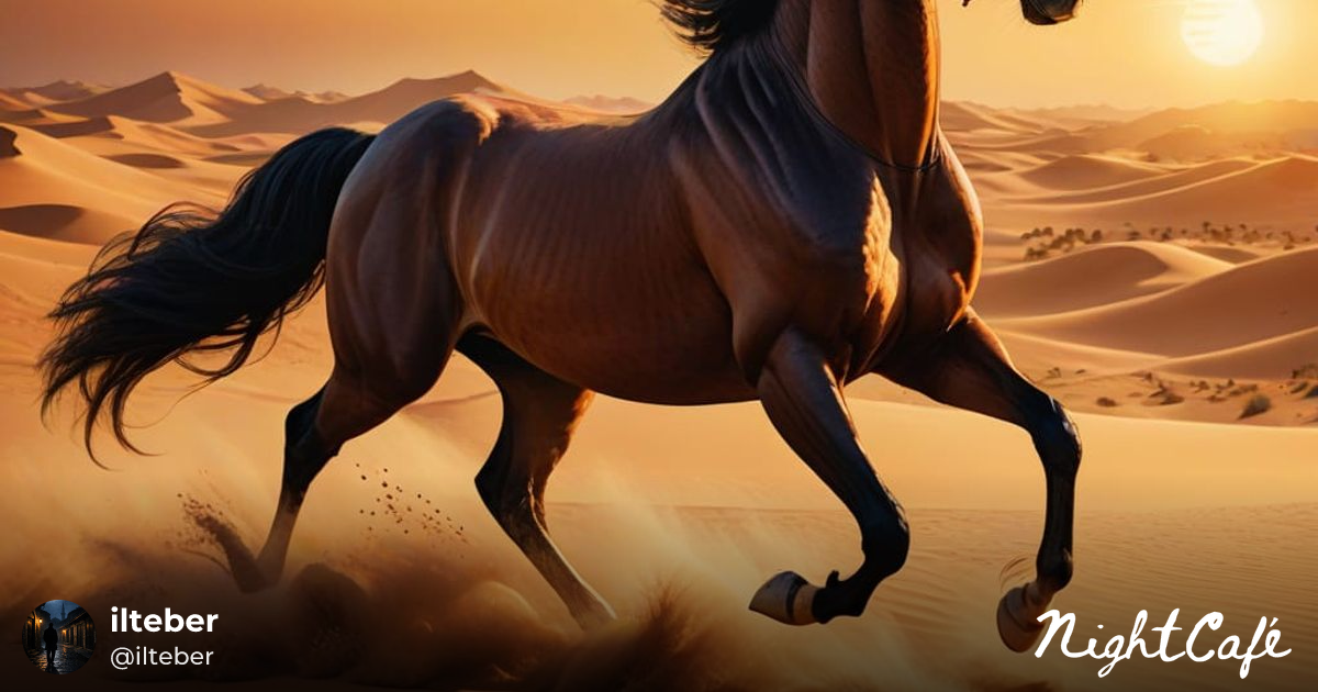 arabic oriental - Majestic Arabian Horse Gallops Through Des...
