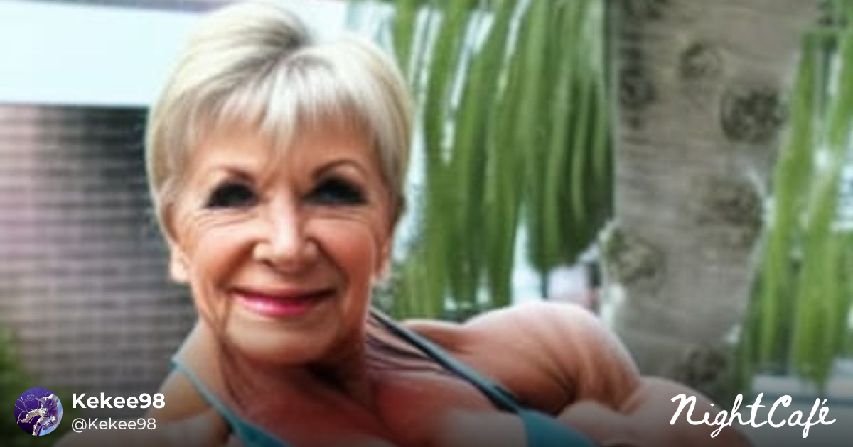 Grandma flexing her huge muscles - Muscular Grandma Flexing:...