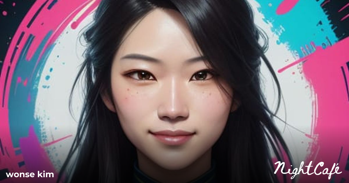 Portrait of Smiling Woman in Splash Art Style - AI Art