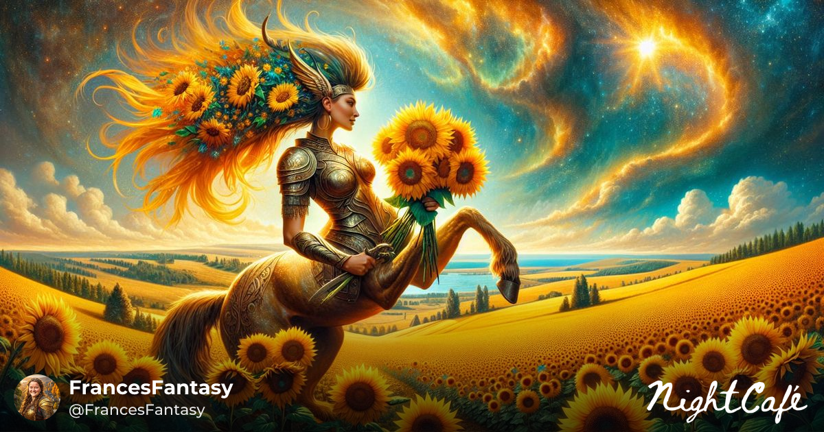 Centaur Gathering Sunflowers