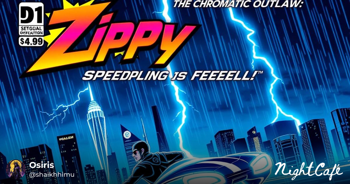 Comic book cover art featuring “ZIPPY: THE CHROMATIC OUTLAW”