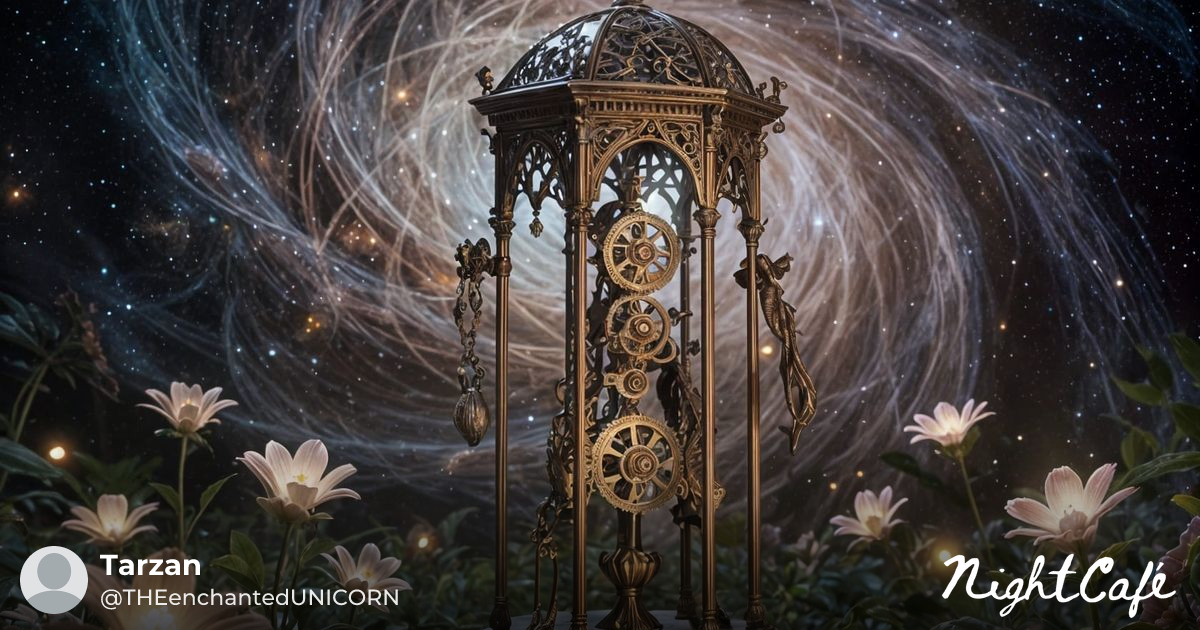 Baroque Automaton in Glowing Spectral Flowers - AI Art