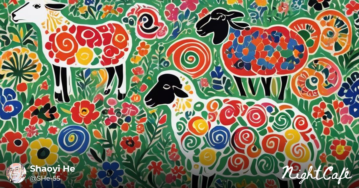 Symmetrical Sheep in Cubist Style with Vibrant Col... - AI Art