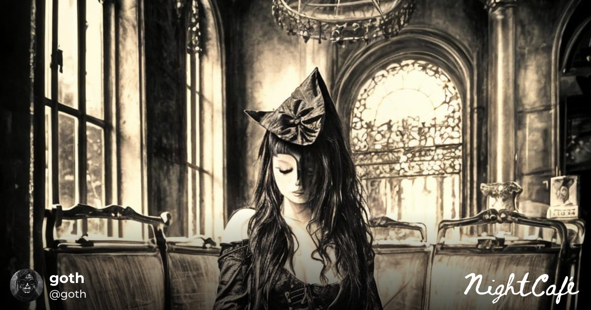 Gothic Fashion Model in Coffee Shop - AI Art