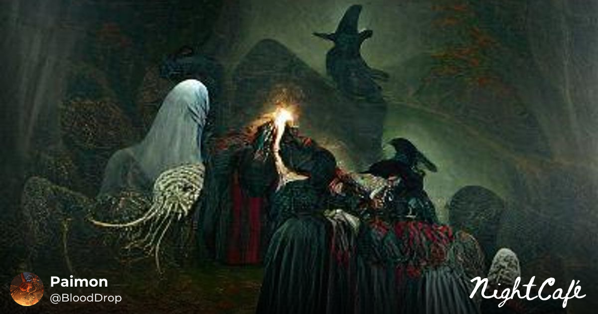 Witches Ritual - Eerie Witches Ritual in Engraving Style
