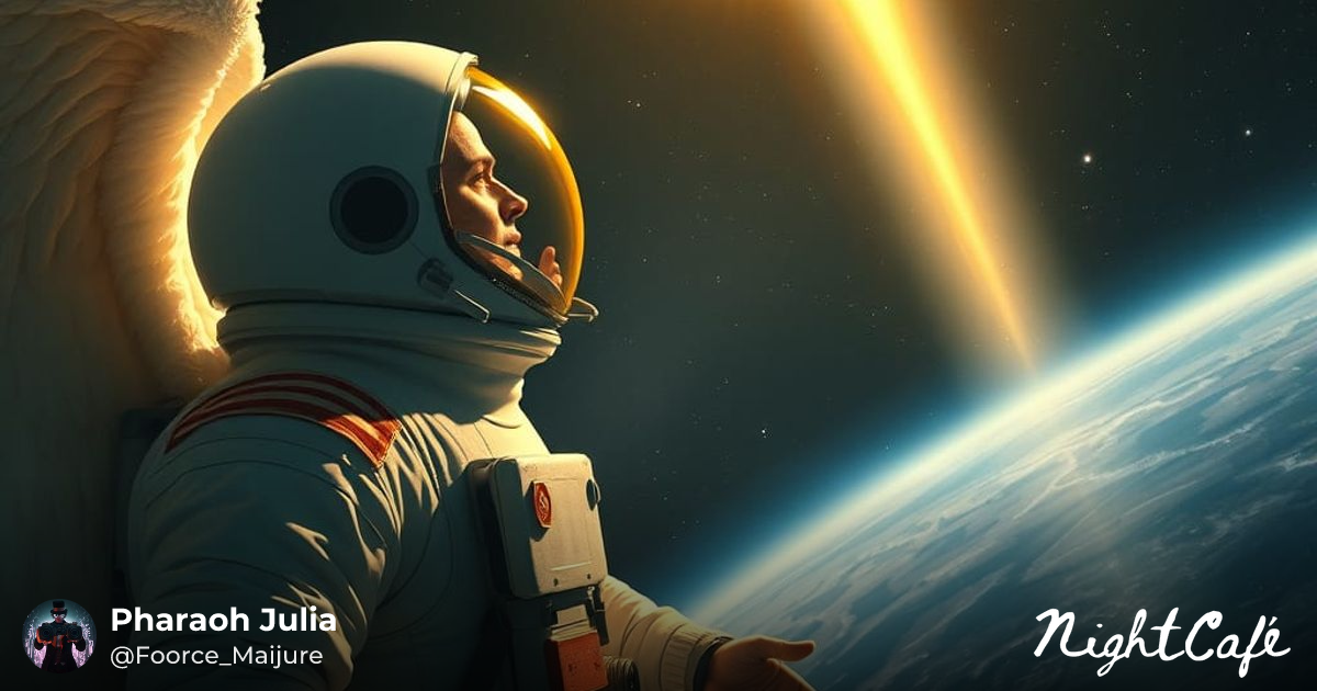 Astronaut's Cosmic Encounter with Angelic Being - AI Art