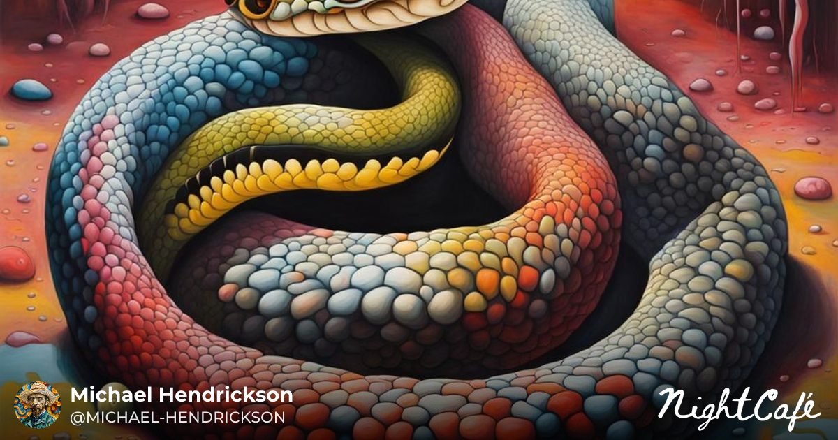 'crawling king snake' - Surreal Crawling King Snake in Poly...