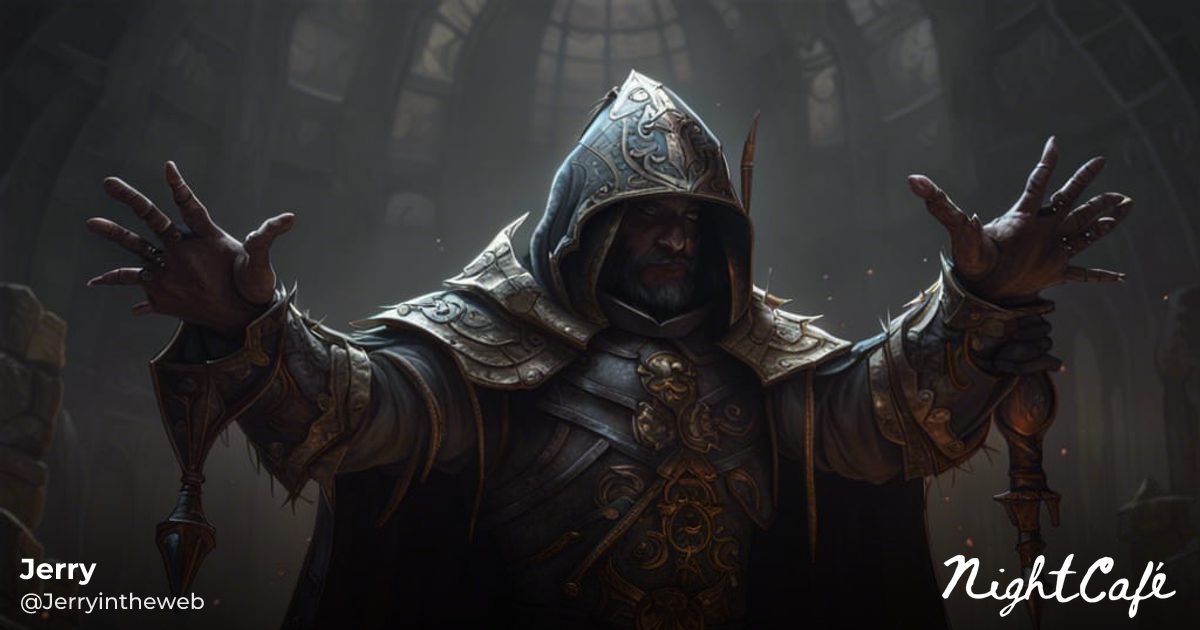 Holy Paladin over Demon, Dark Fantasy Art - AI Art