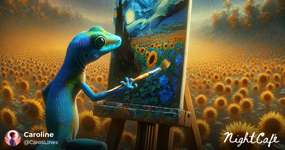 El Gecko's Sunflowers - Gecko Paints Sunflower Field: A Digi...