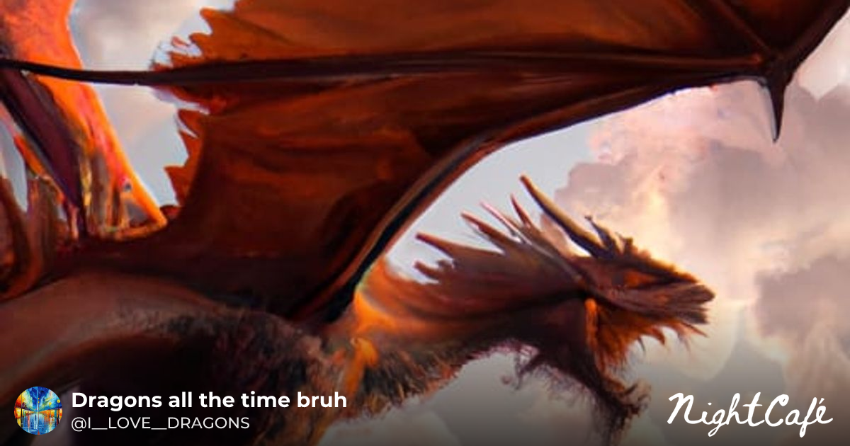 Scared Red Dragon with Large Wings: Digital Matte ... - AI Art