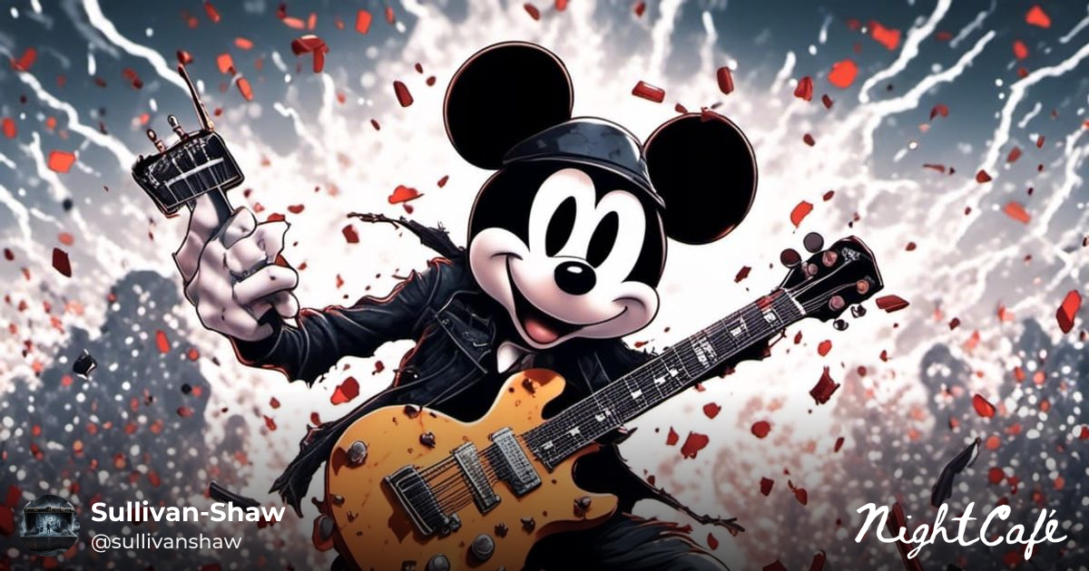 Mickey Mouse as Slash Guitar Solo - AI Art