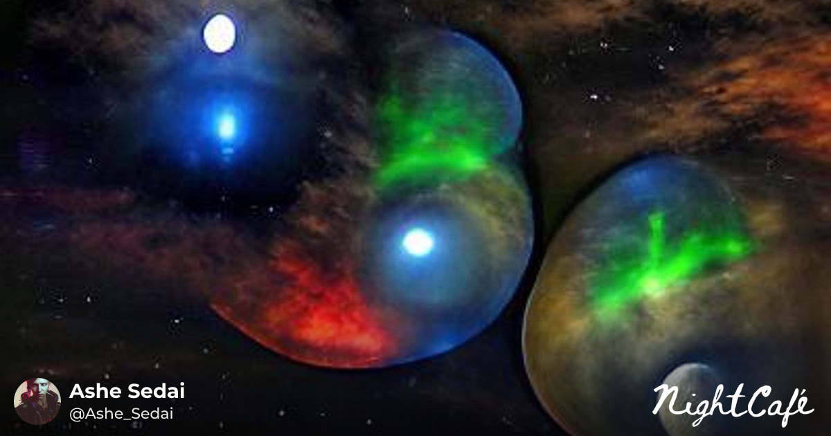 Worlds Apart - Colorful Moons in Starry Sky Celestial Art