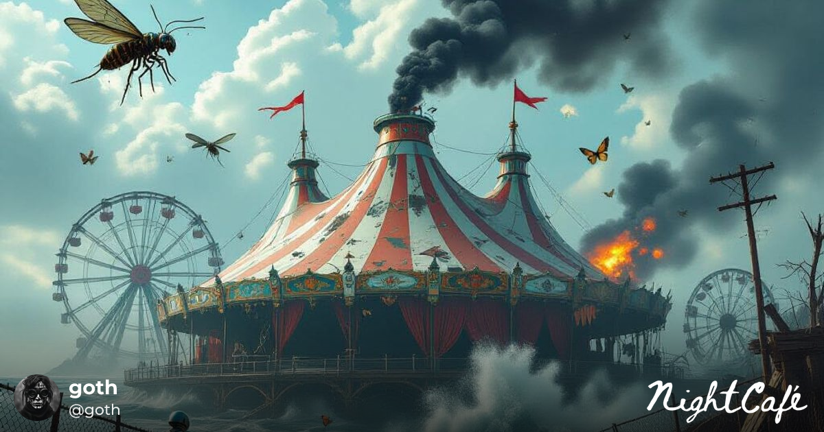 Post-Apocalyptic Circus Tent with Giant Insects - AI Art