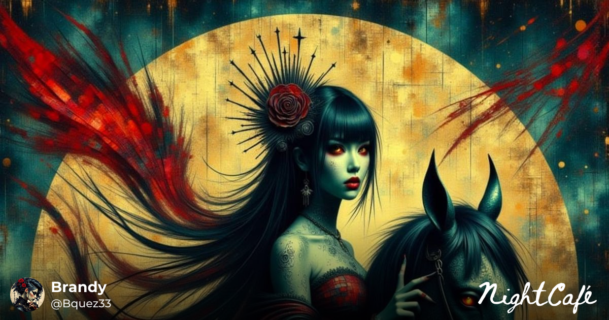 The Demon Rides - Surreal Goth Grunge Beauty Rides a Beast i...