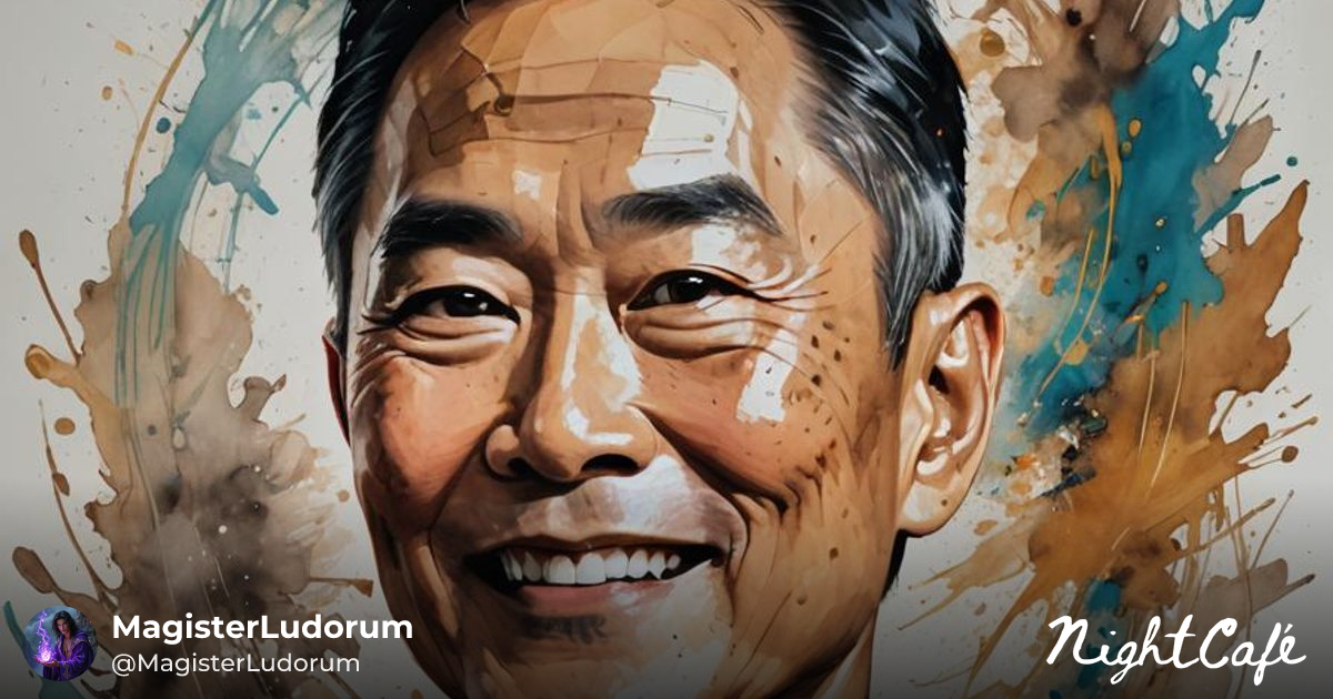 Portrait of George Takei in the style of Carne Griffiths, smiling, star ...